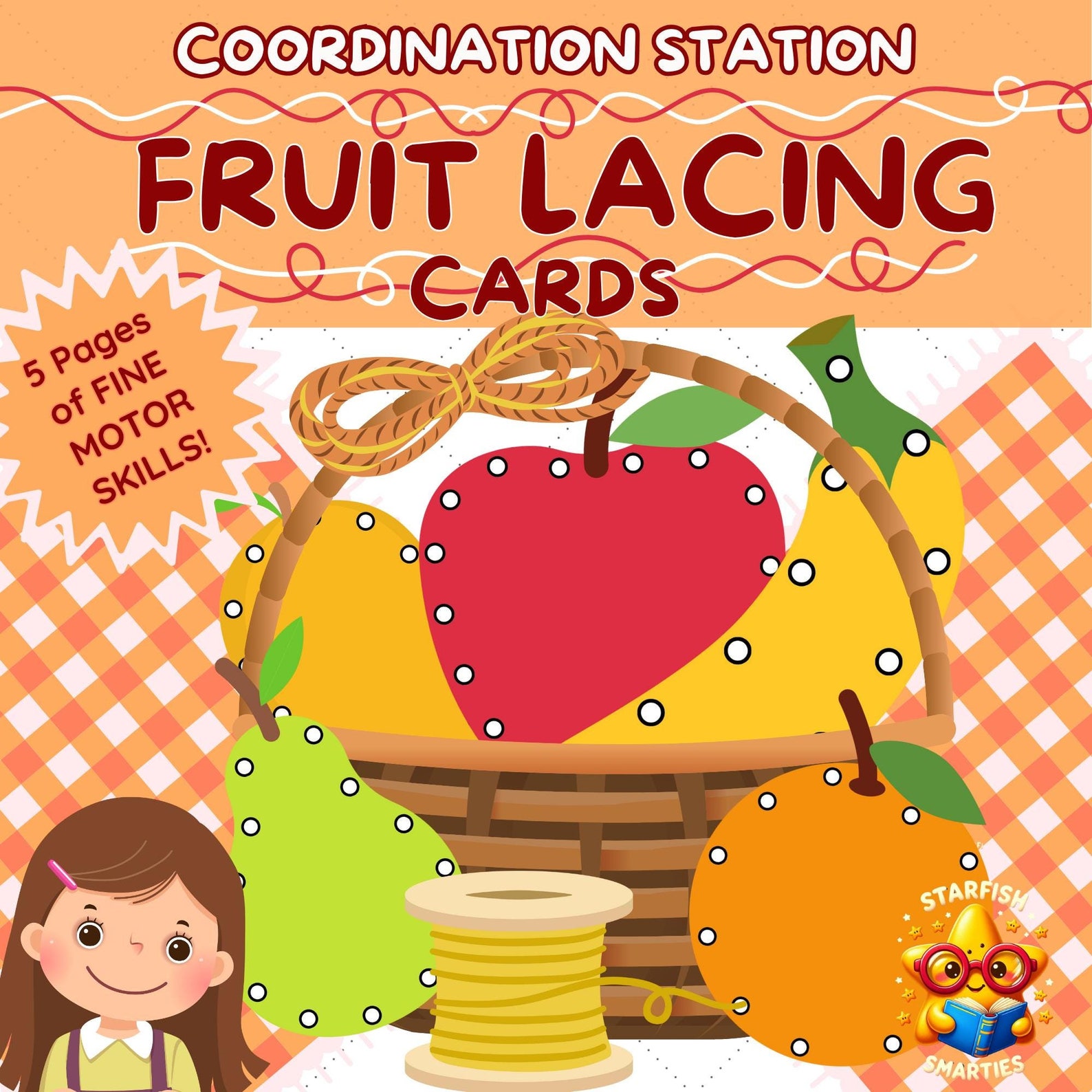FRUIT LACING CARDS Fine Motor Skills Educational Homeschool Preschool ...
