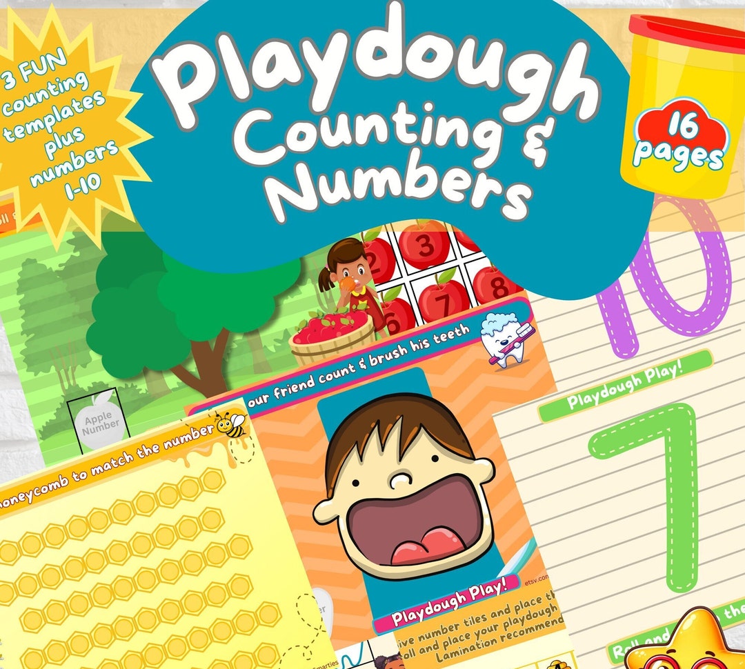 Playdough Counting Mats: Apple, Teeth & Honeycomb Templates (digital ...