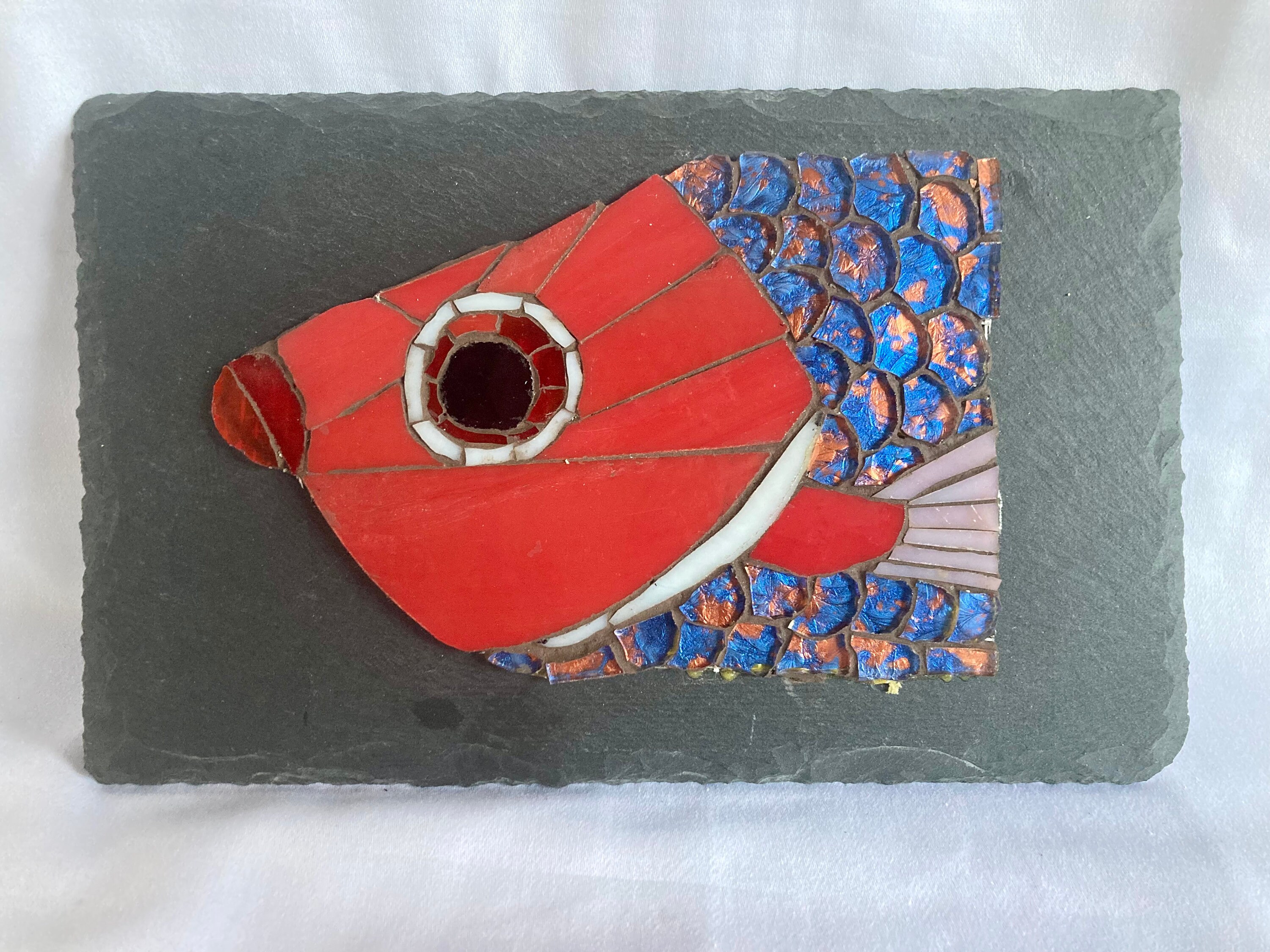 Stained Glass Fish on Slate - Etsy