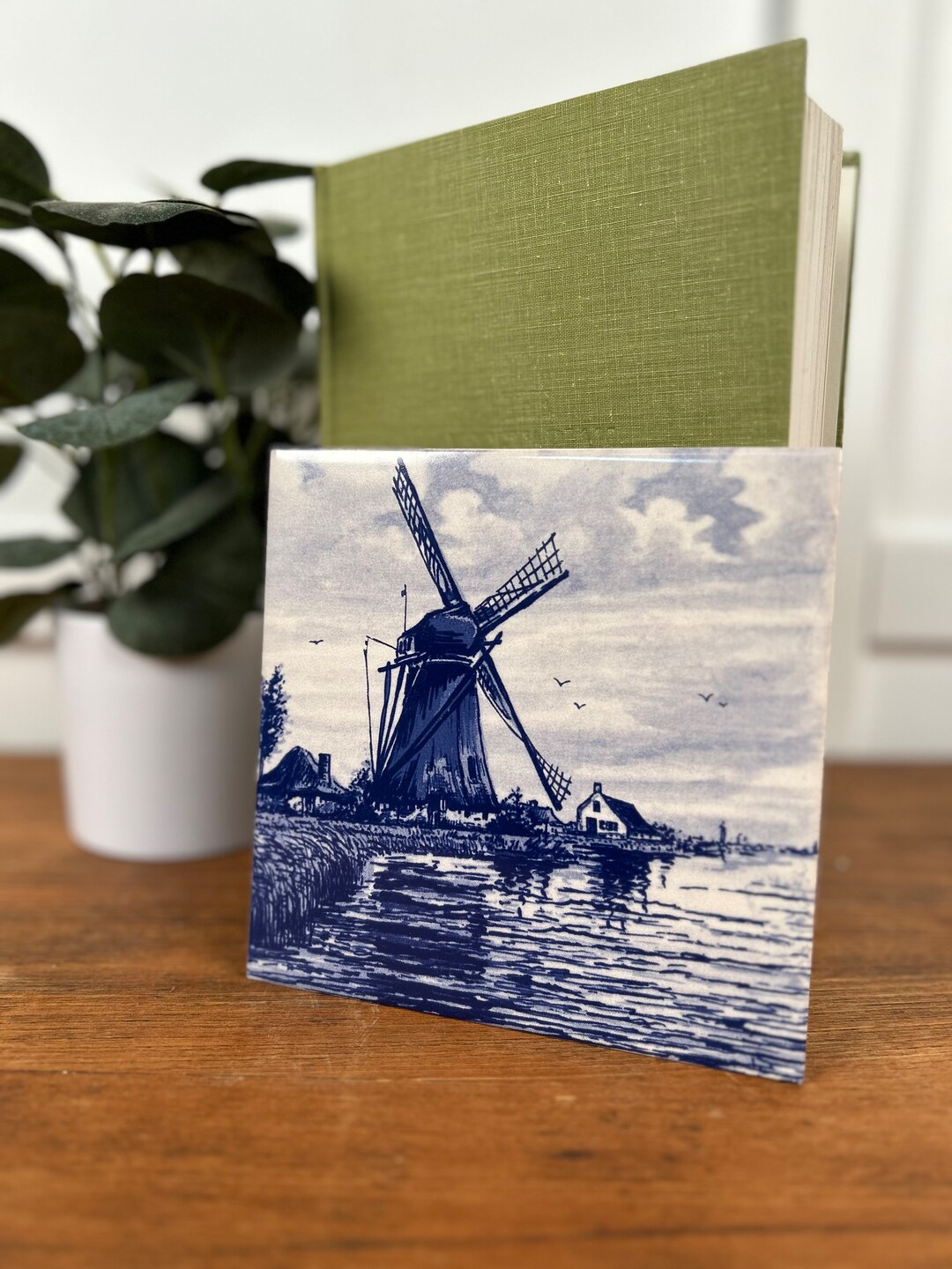 Vintage Hand Decorated Delft's Blauw blue Windmill Tile Wall Hang, Made ...