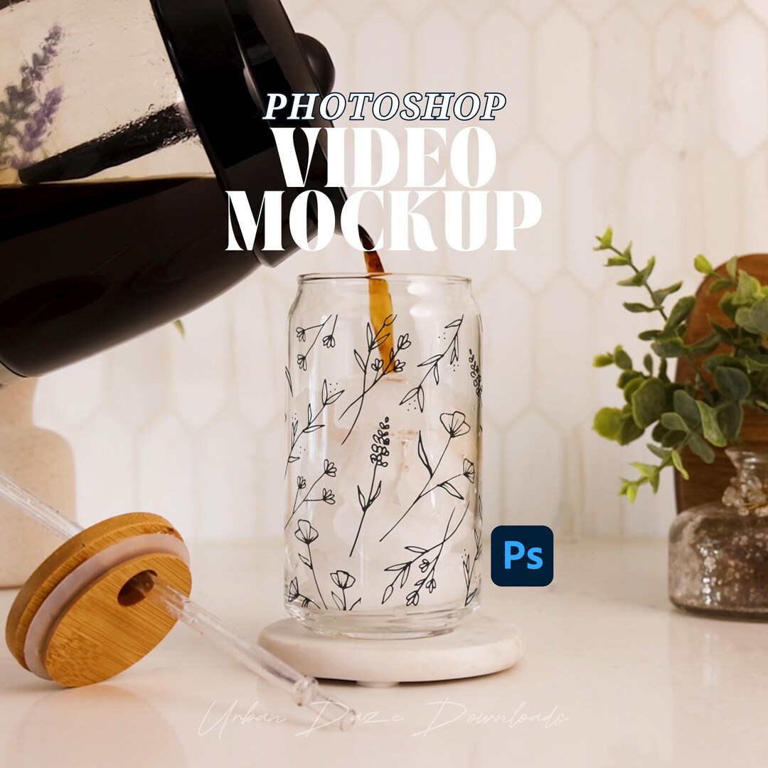 Smart Layer Libbey Glass MP4 Printify Sipper Glass Can Mockup Video PSD ...