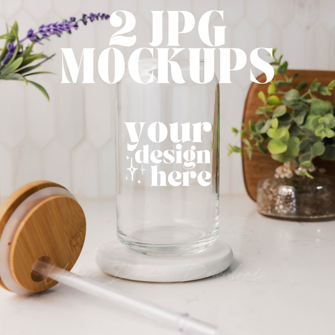 Printify Sipper Glass Mockup 16 OZ Glass Can High Quality Mockup Libbey ...
