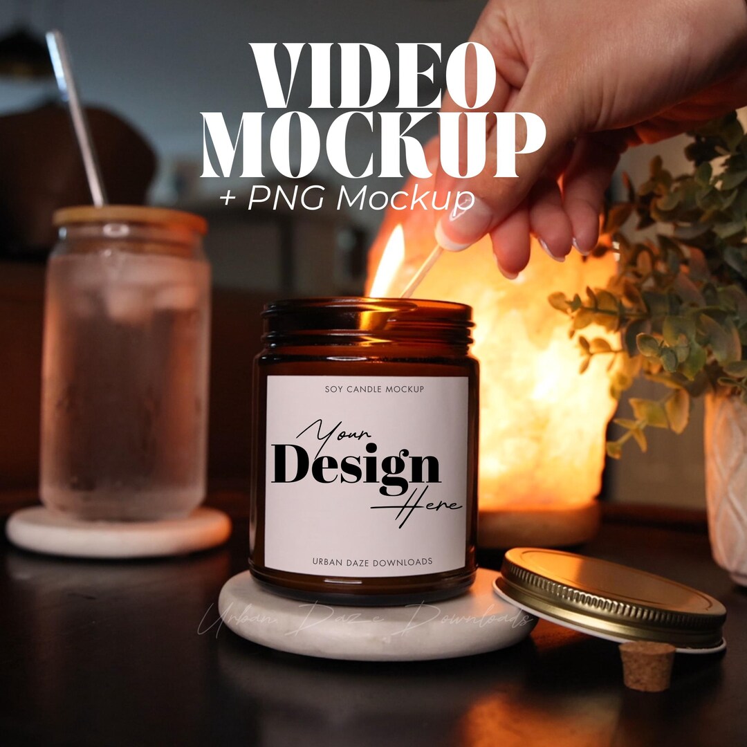 9oz Amber Candle Fall Video Mockup Lit Candle Mockup Video Printify ...