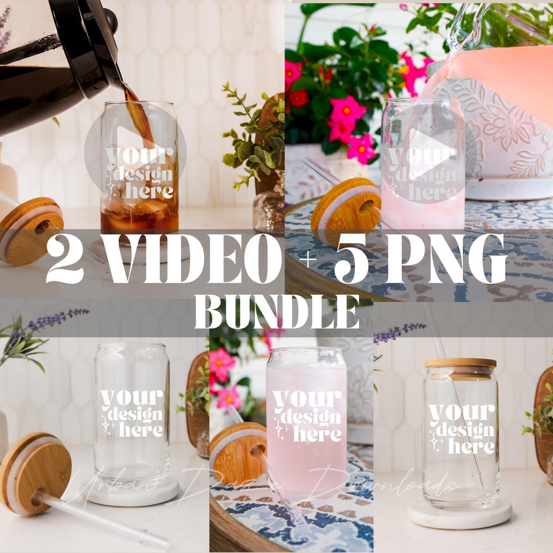 Glass Can Mockup Video Bundle Printify Sipper Glass Video Mockup Libbey ...