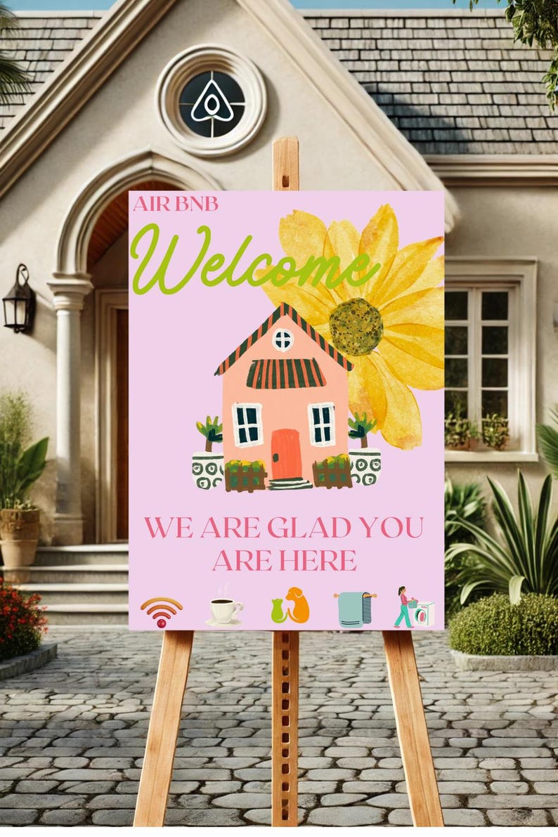 Airbnb Welcome Sign Modern Airbnb Entrance Sign Guest House Decor ...