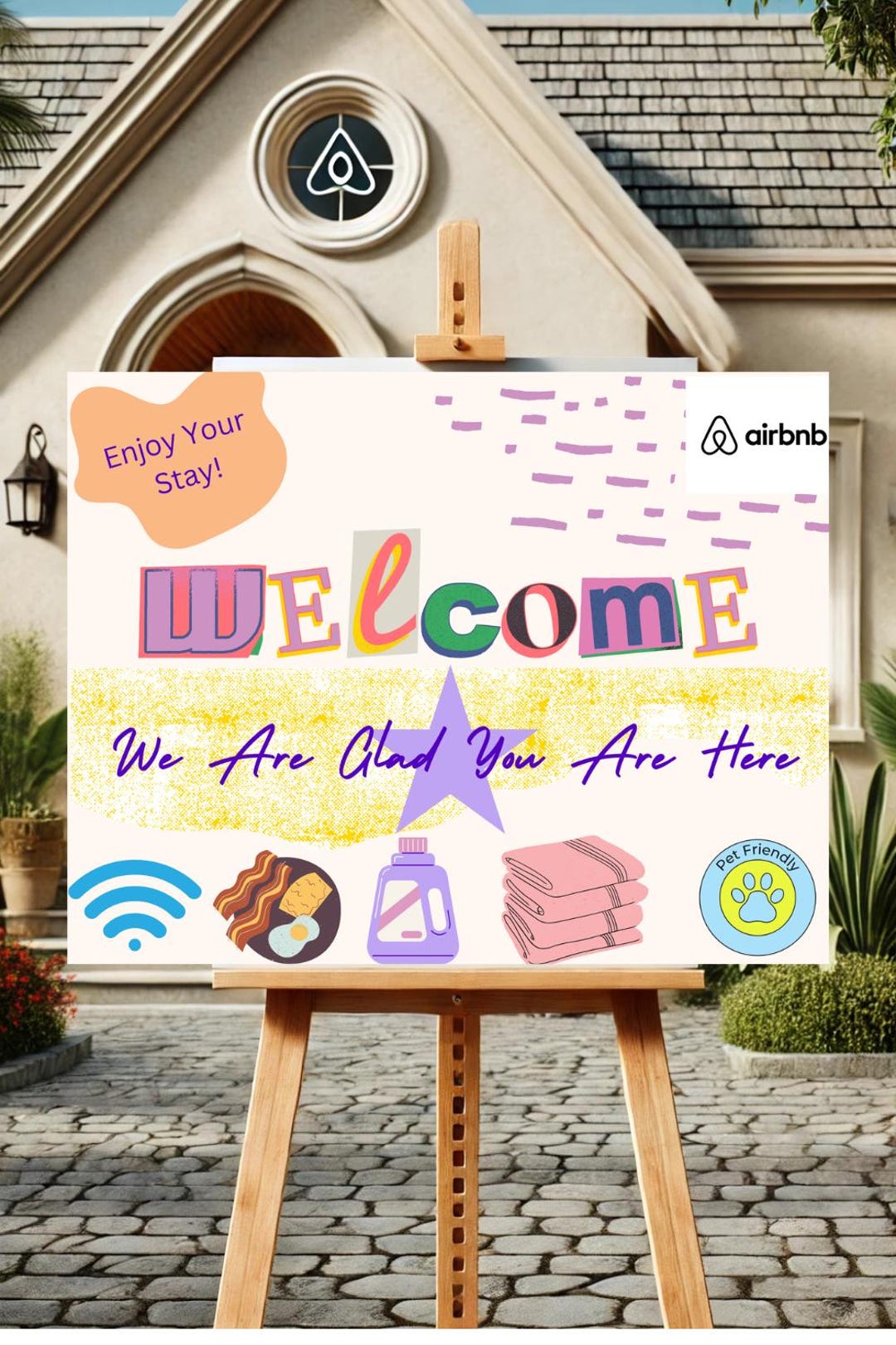 Airbnb Welcome Sign Modern Airbnb Entrance Sign Guest House Decor ...