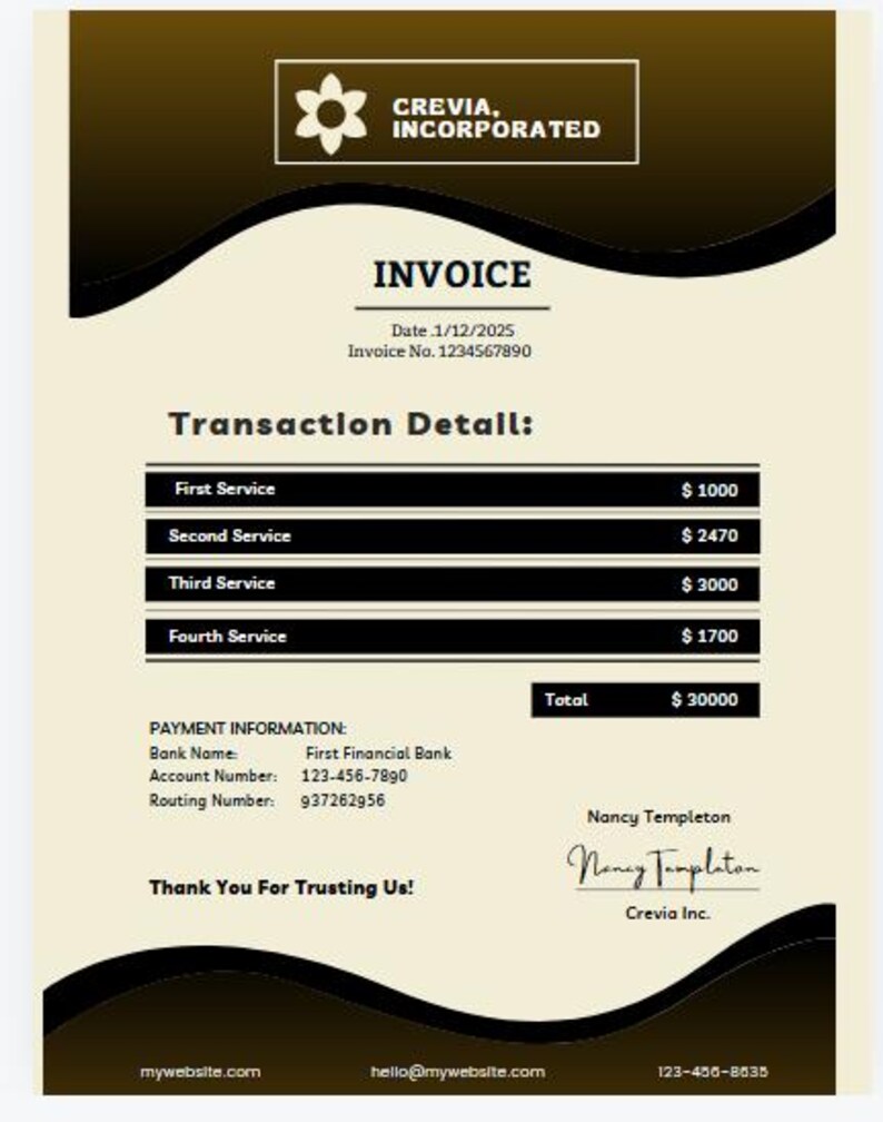 Editable Invoice Template for Contractors, Freelancers, Business ...