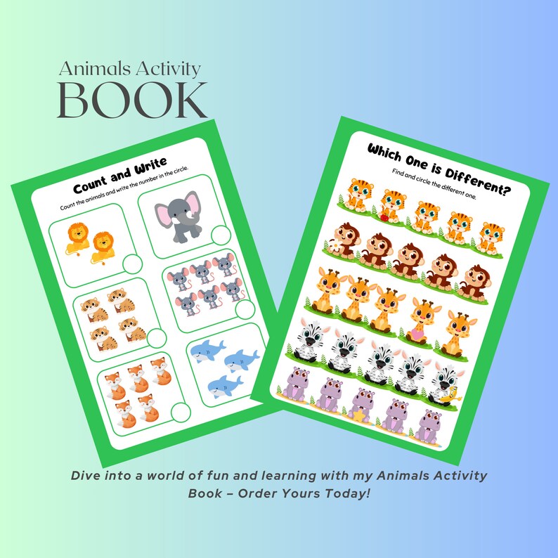 Wild Wonders: Animal Activity Printable Book for Kids Fun Learning ...