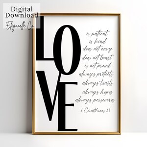 1 Corinthians 13:4-8 Love is Patient Love is Kind Bible Verse Printable ...