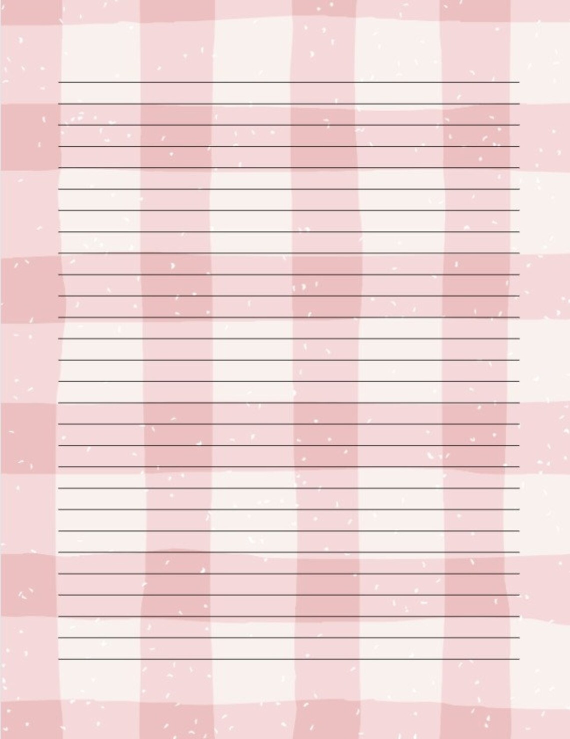 Gingham Checkered Print Lined Paper | Printable Stationary | Digital ...