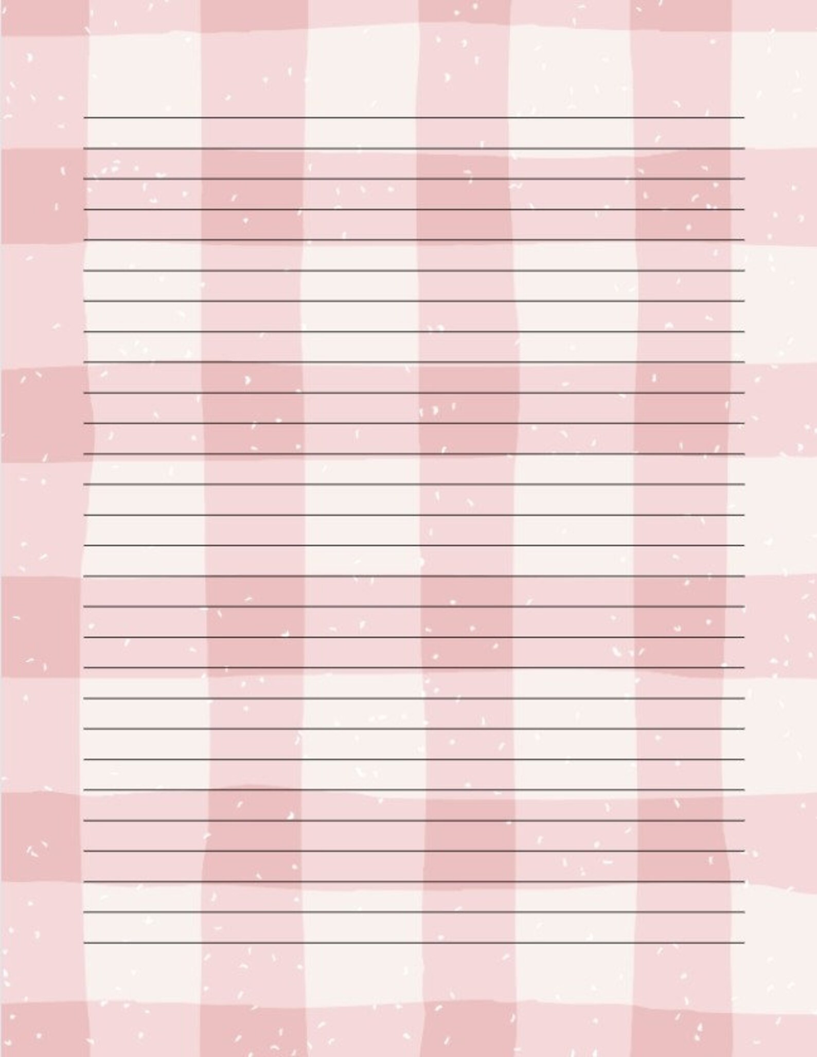 Gingham Checkered Print Lined Paper | Printable Stationary | Digital ...