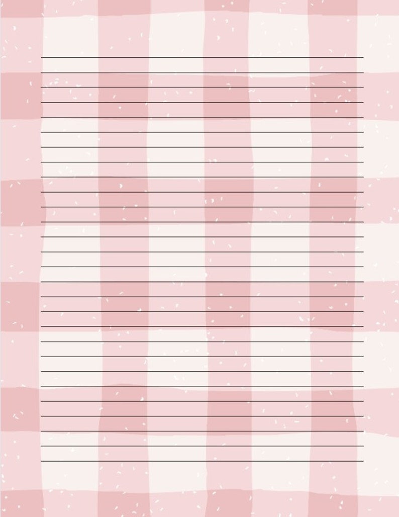 Gingham Checkered Print Lined Paper | Printable Stationary | Digital Download | PDF | Letter ...