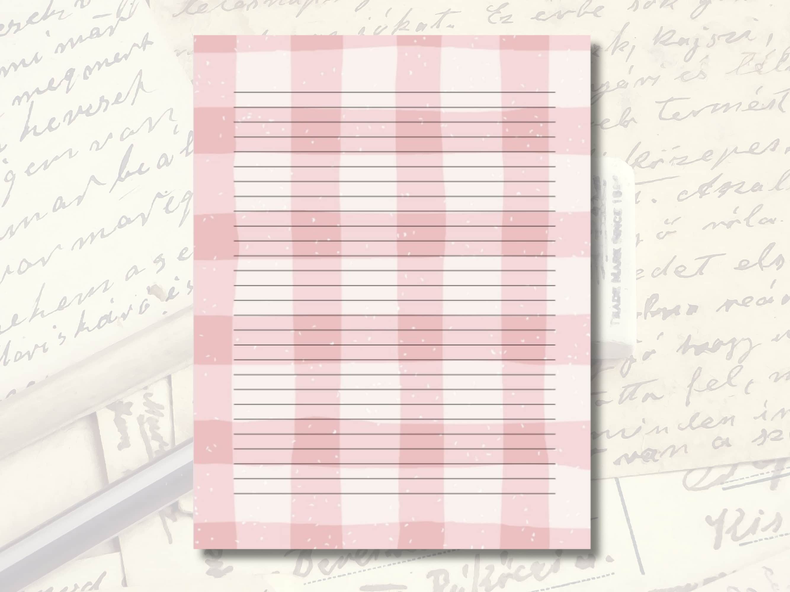 Gingham Checkered Print Lined Paper | Printable Stationary | Digital ...
