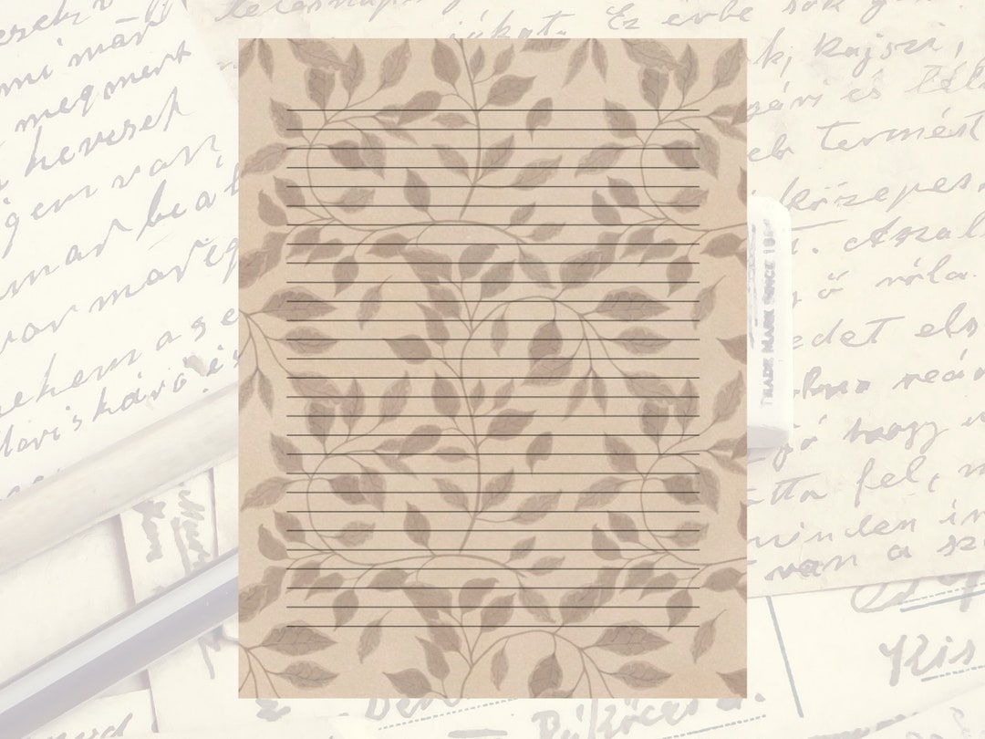 Leaf Printable Stationary | Lined Paper | Digital Download | PDF ...