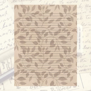 Leaf Printable Stationary | Lined Paper | Digital Download | PDF ...