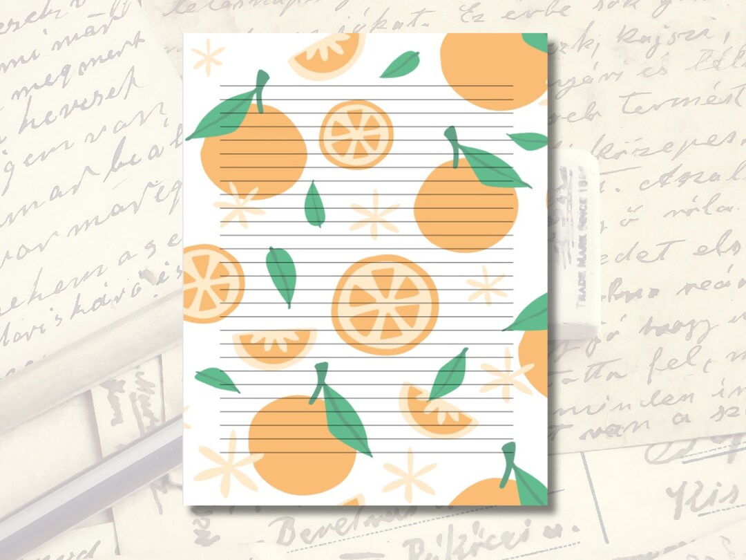 Oranges Printable Stationary | Lined Paper | Digital Download | PDF ...