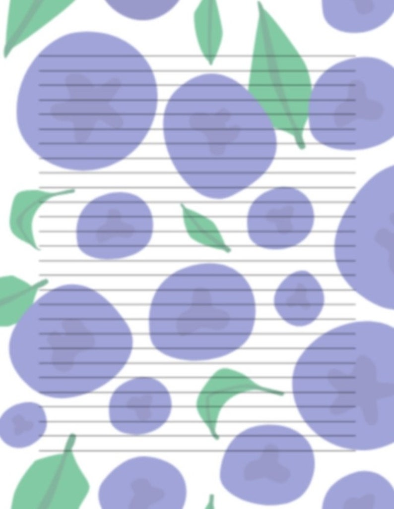Blueberry Printable Stationary | Lined Paper | Digital Download | PDF ...