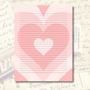Heart Tunnel Lined Paper | Printable Stationary | Digital Download ...
