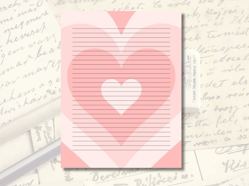 Heart Tunnel Lined Paper | Printable Stationary | Digital Download ...