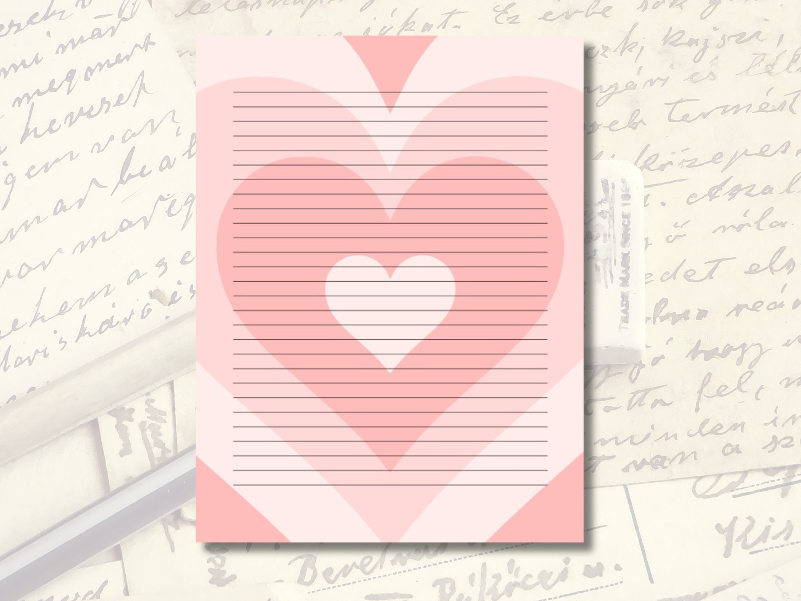 Heart Tunnel Lined Paper | Printable Stationary | Digital Download ...