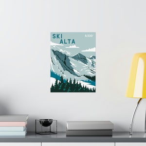 Ski Alta Poster, Utah Skiing Wall Art, Snowboarding Travel Decor - Etsy