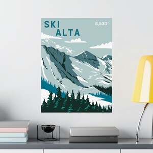 Ski Alta Poster, Utah Skiing Wall Art, Snowboarding Travel Decor - Etsy