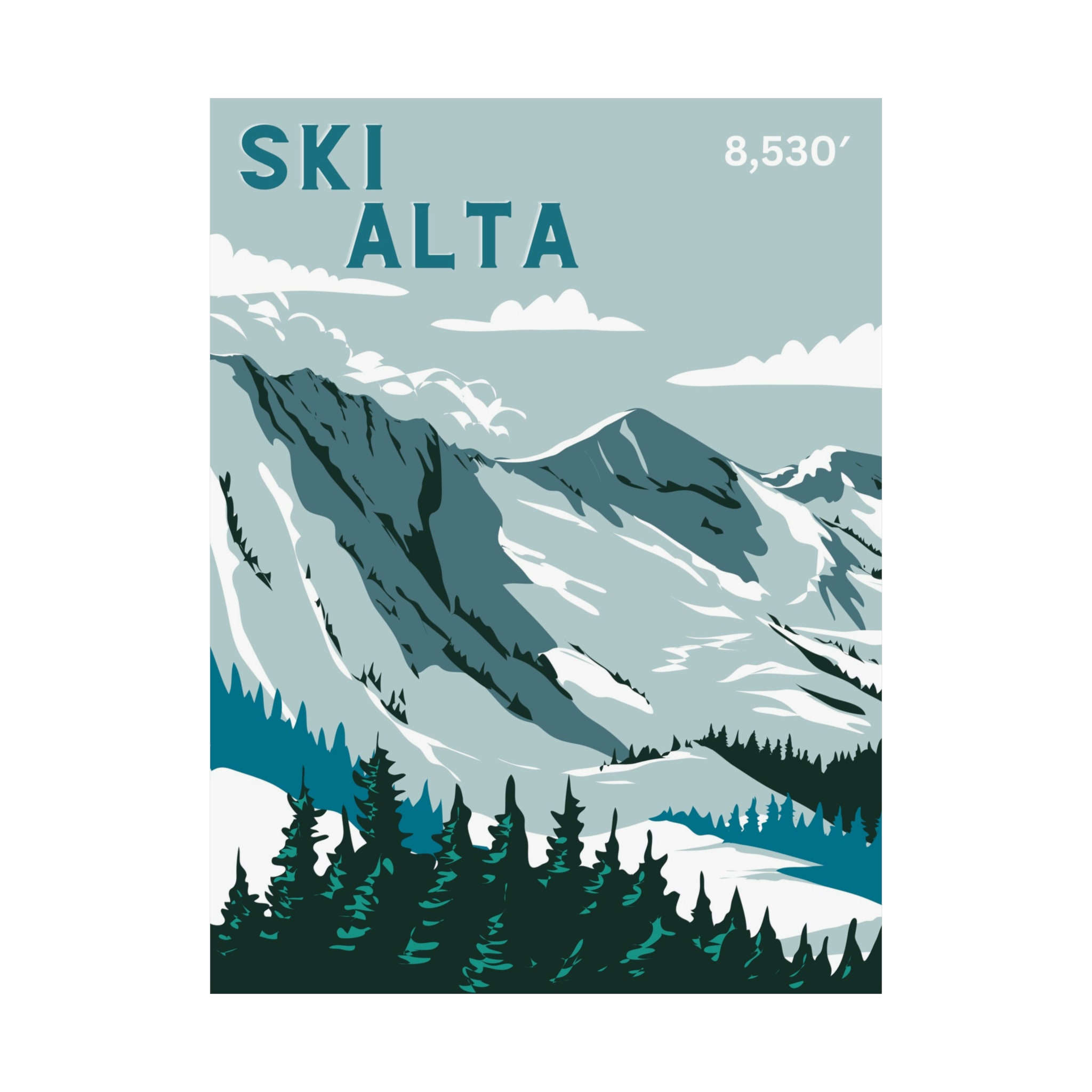 Ski Alta Poster, Utah Skiing Wall Art, Snowboarding Travel Decor - Etsy