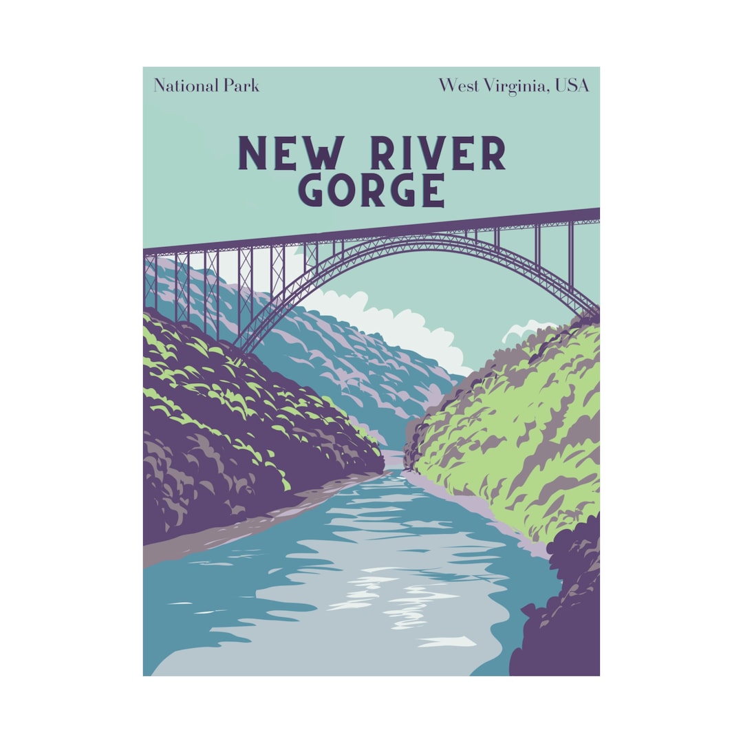 New River Gorge National Park Poster, West Virginia USA Travel Wall Art ...