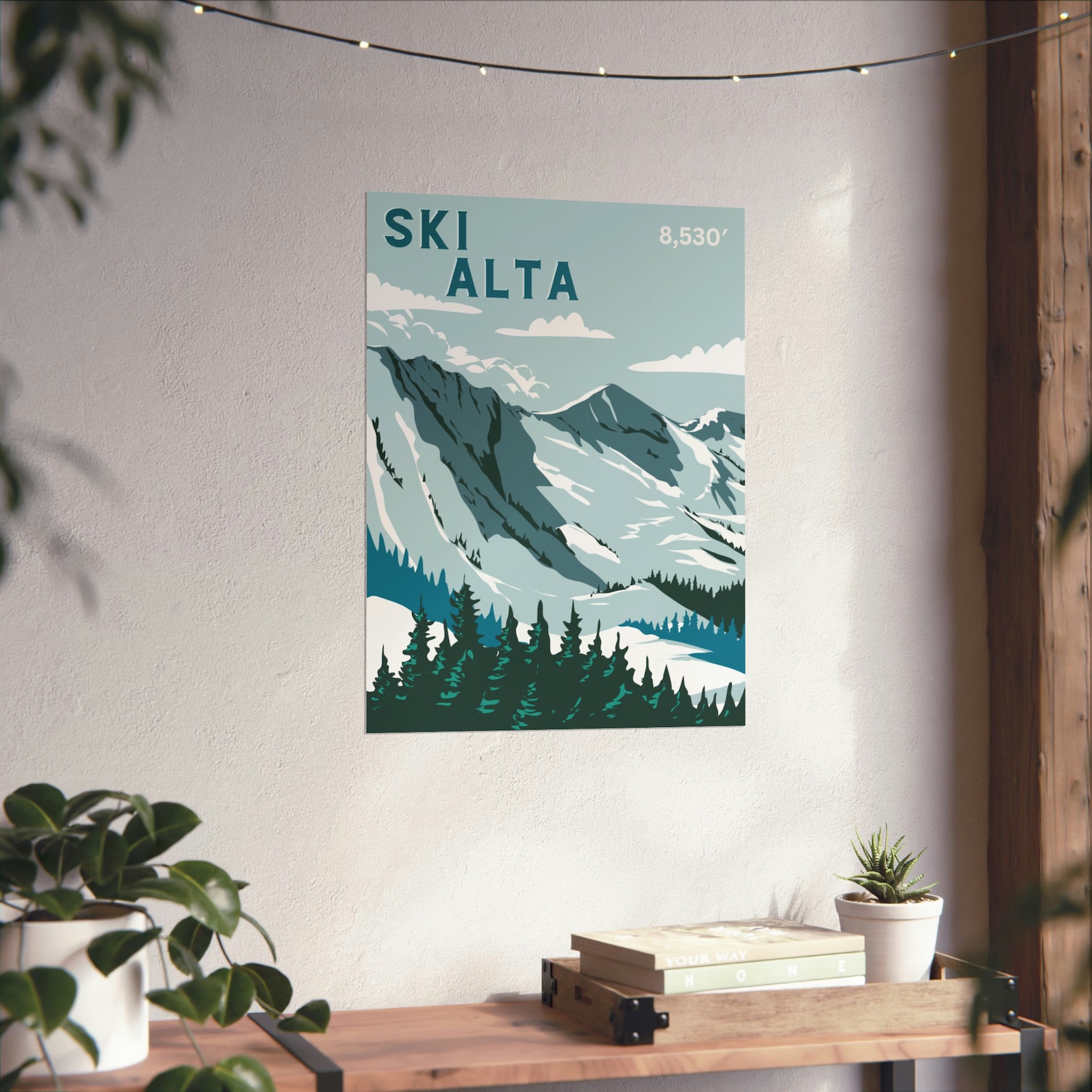 Ski Alta Poster, Utah Skiing Wall Art, Snowboarding Travel Decor - Etsy
