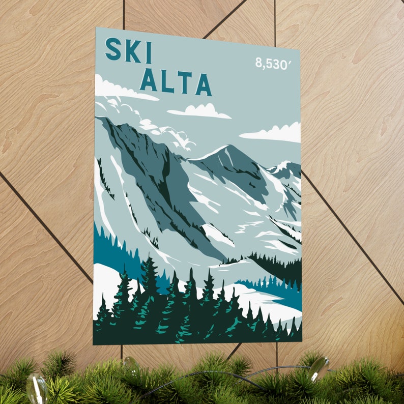 Ski Alta Poster, Utah Skiing Wall Art, Snowboarding Travel Decor - Etsy