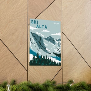Ski Alta Poster, Utah Skiing Wall Art, Snowboarding Travel Decor - Etsy