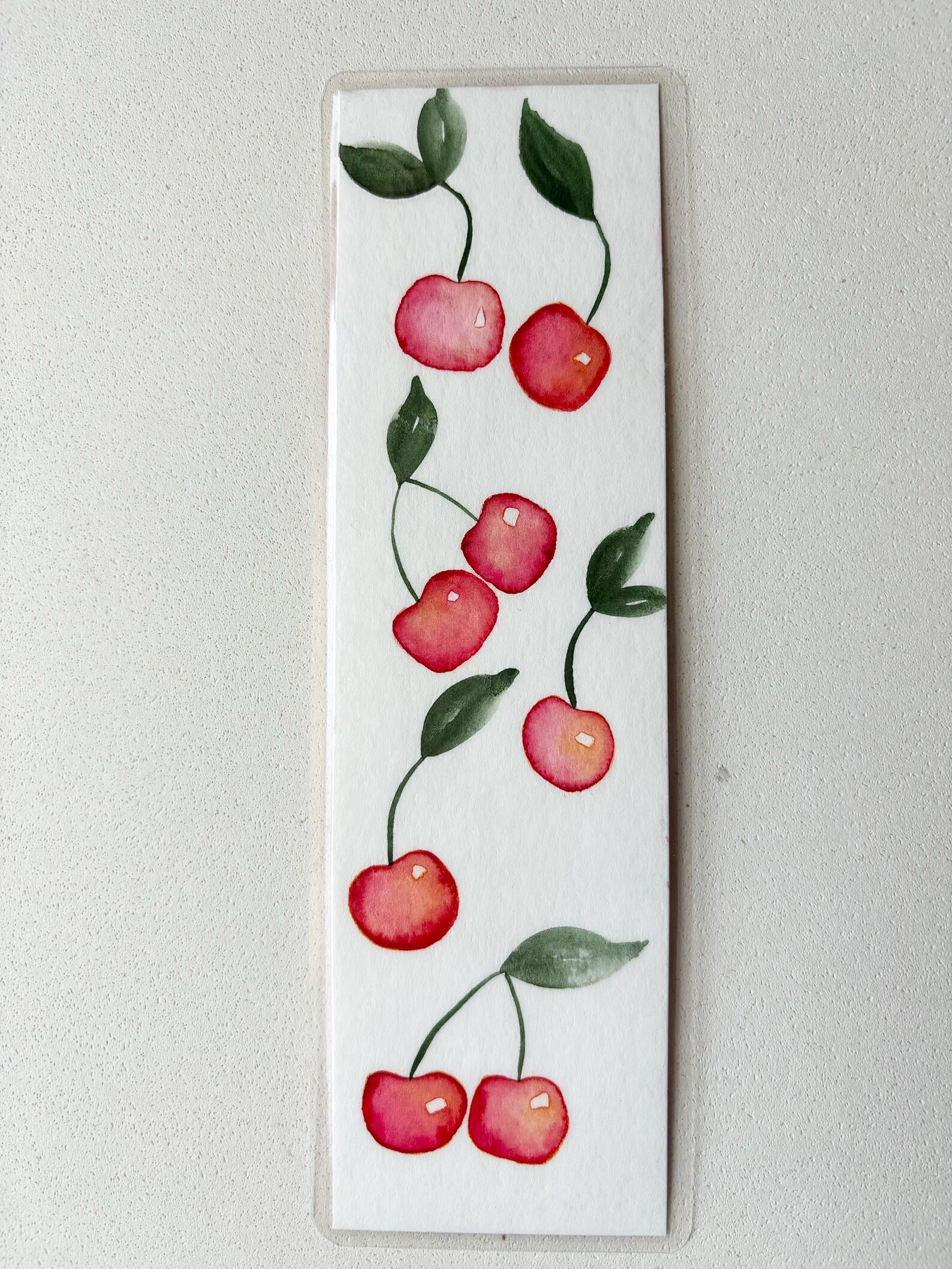 ORIGINAL Hand Painted Watercolor Bookmark, Cherry Bookmark, Watercolor ...