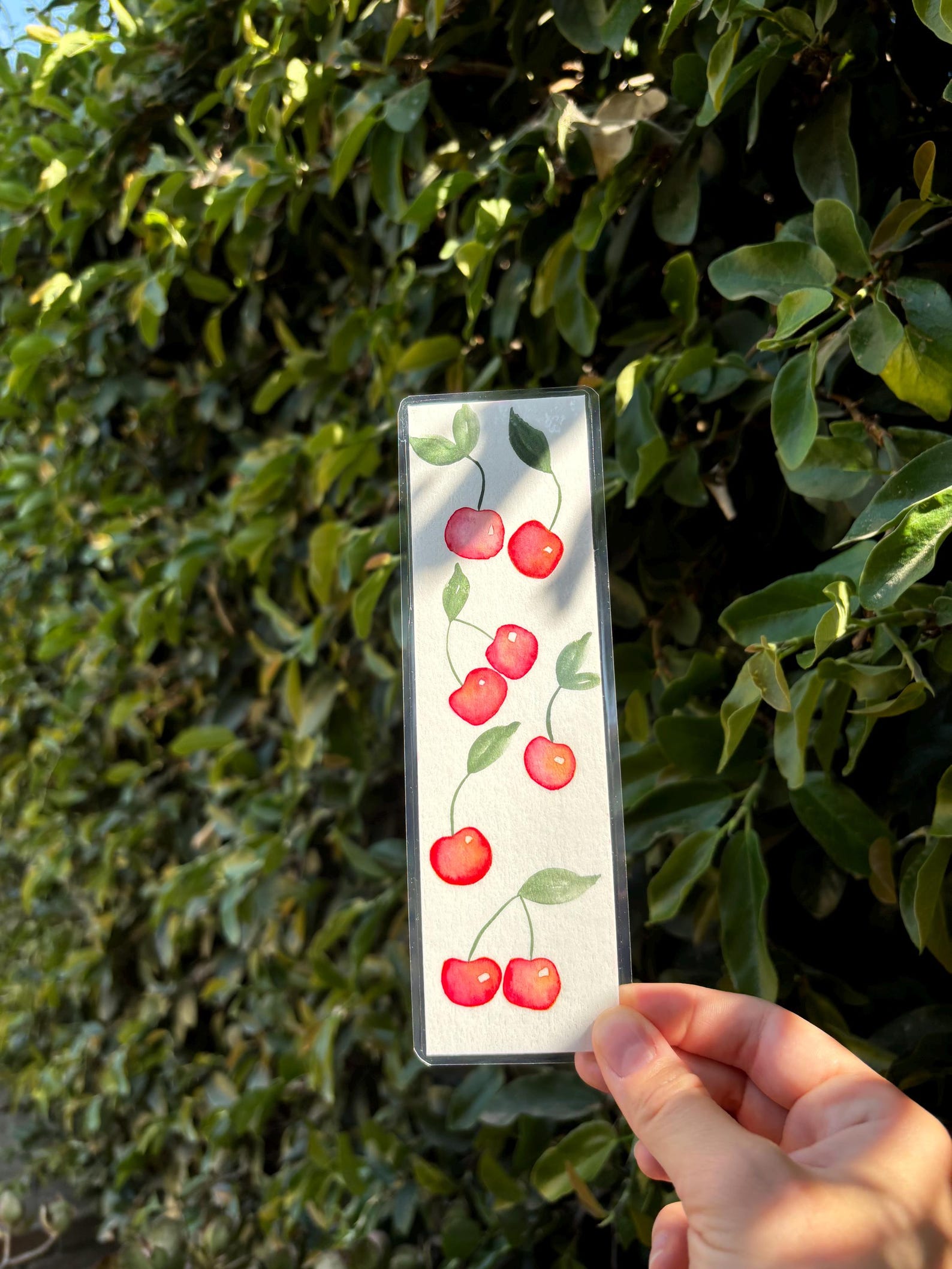 ORIGINAL Hand Painted Watercolor Bookmark, Cherry Bookmark, Watercolor ...