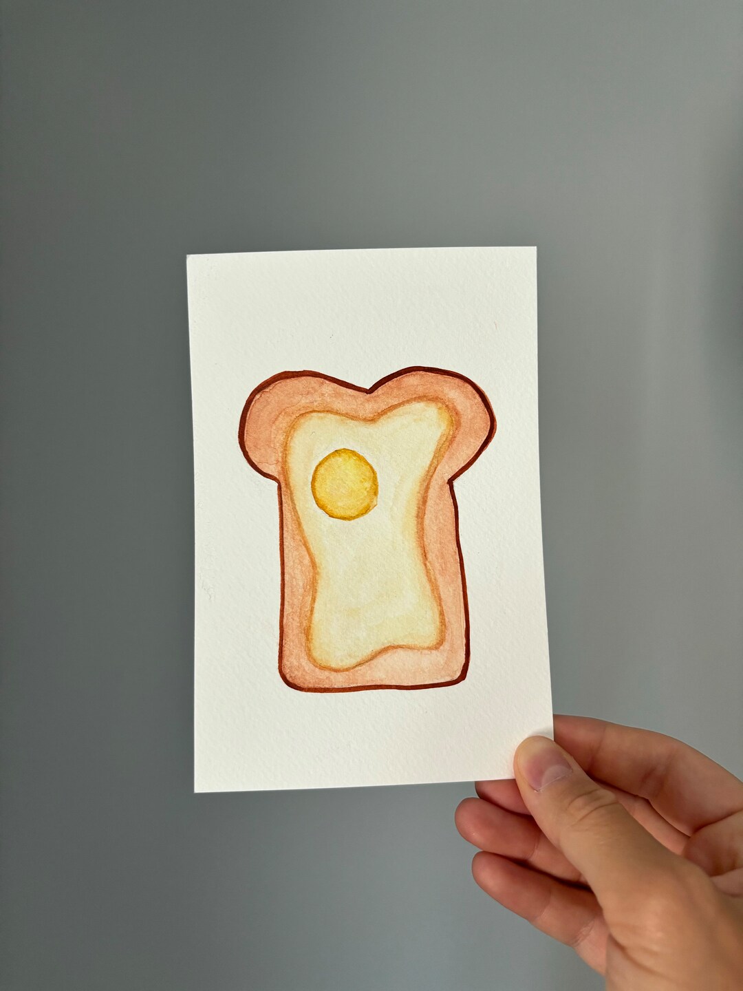 Hand Painted Original Watercolor Painting, Egg on Toast Watercolor ...