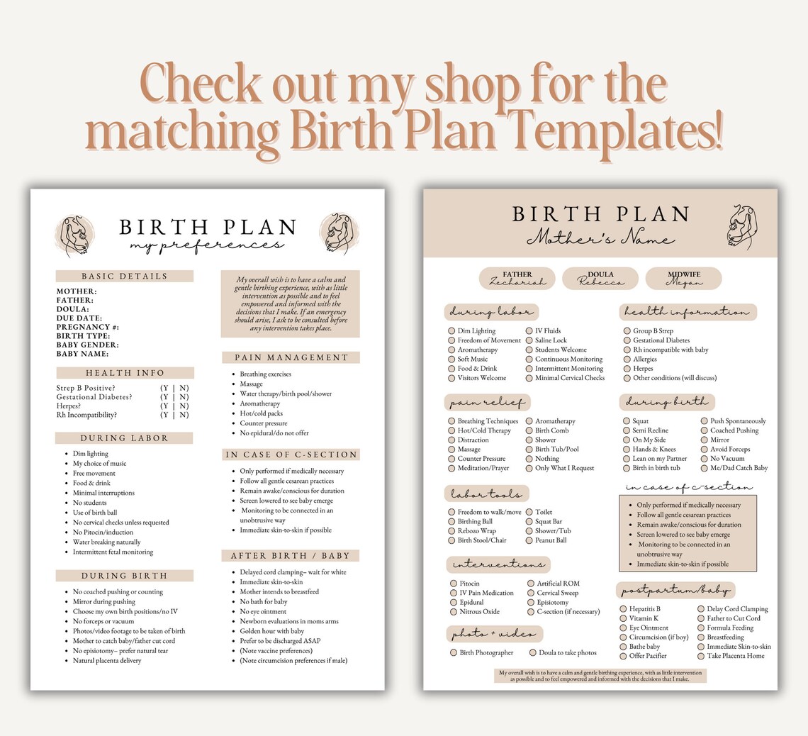 Hospital Bag Checklist, Hospital Bag Checklist Template, Birth ...