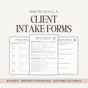 Doula Client Intake Forms, Canva Template, Editable Form, Professional ...