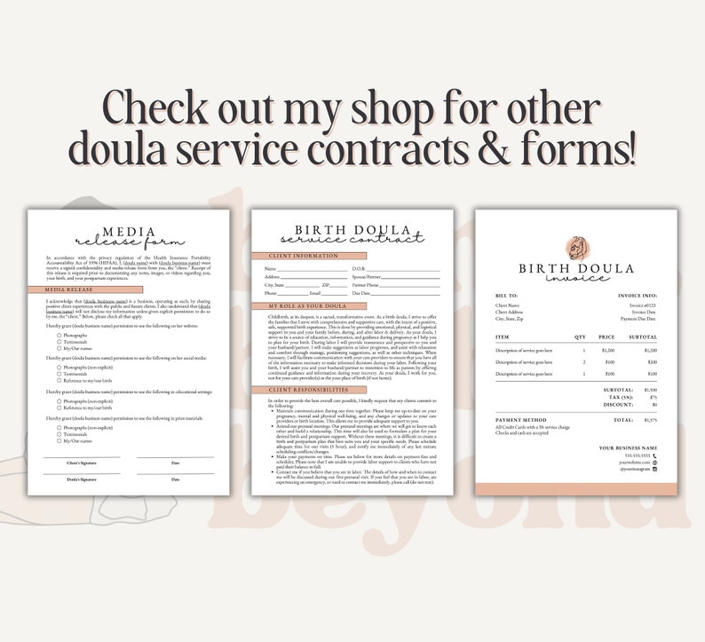 Birth Doula Client Intake Forms, Canva Template, Editable Forms ...