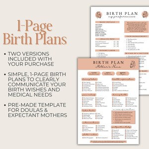 Customized 1-page Birth Plan Template, Birth Plan Printable, Printable ...