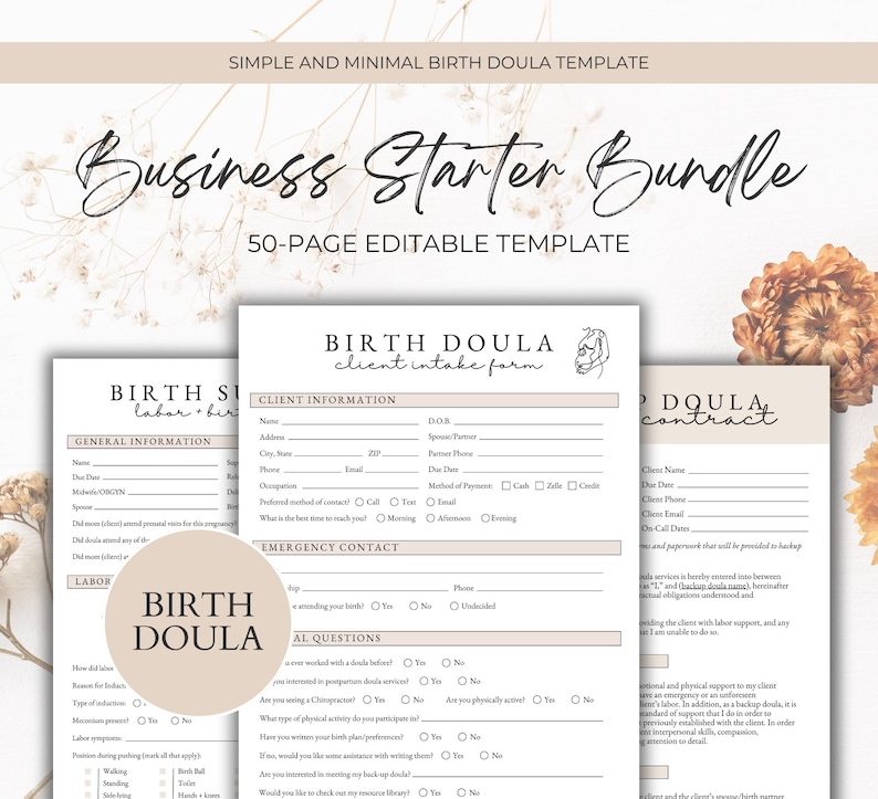Birth Doula Business Template, Canva Template, Custom Documents ...