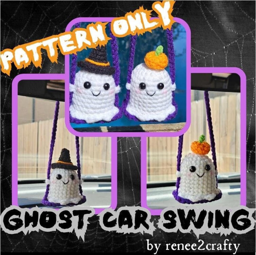 PATTERN - Ghost Car Swing Crochet, Rear View Mirror, Halloween ...