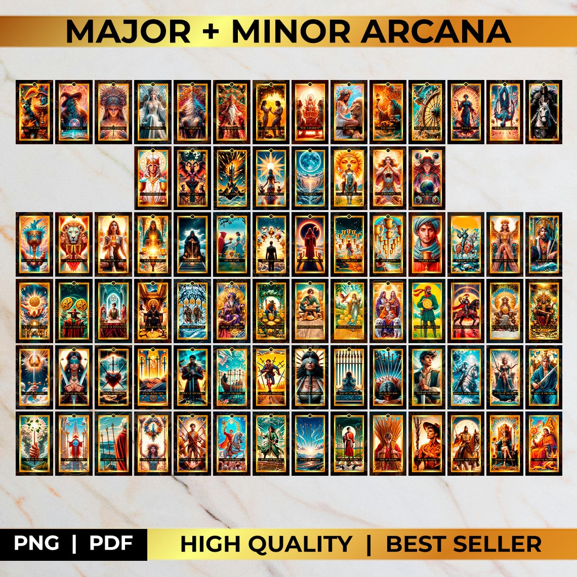 Complete Tarot Deck 78 Tarot Cards Printable Full Tarot Cards Deck ...