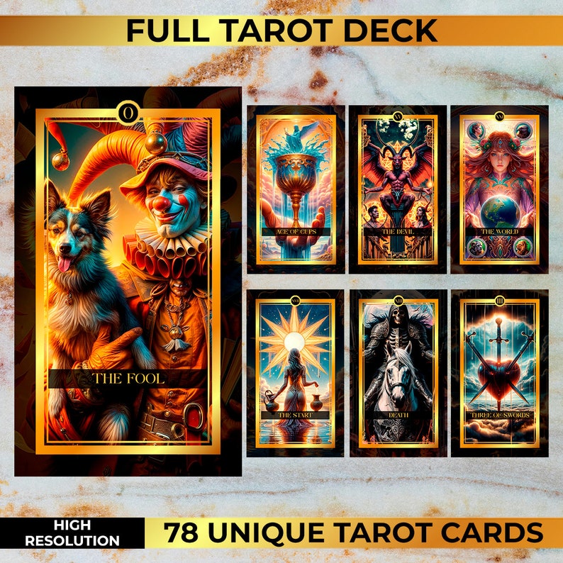 Complete Tarot Deck 78 Tarot Cards Printable Full Tarot Cards Deck ...