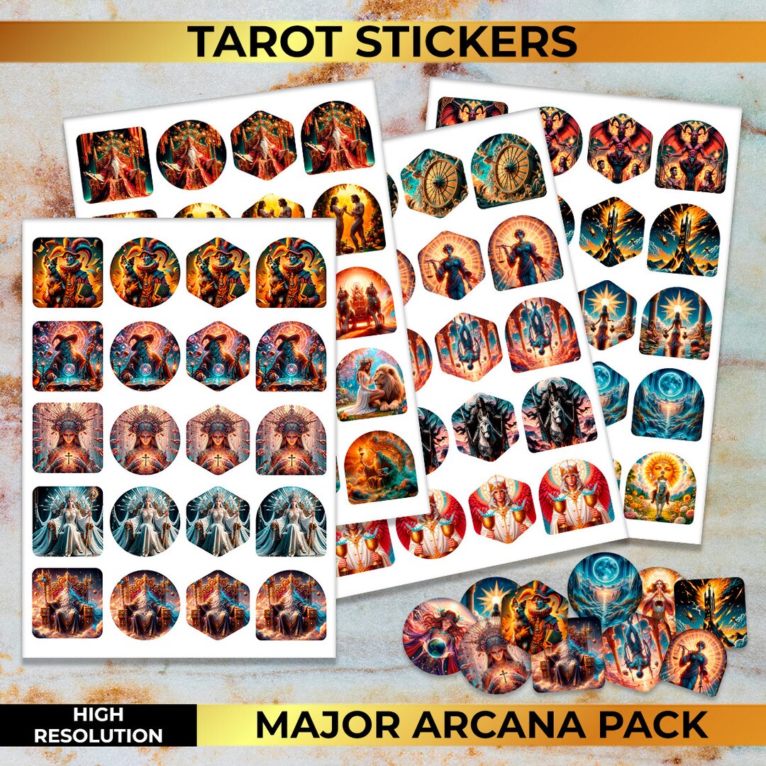 Tarot Stickers Printable Pack Rider Waite Cards, Tarot Stickers for ...