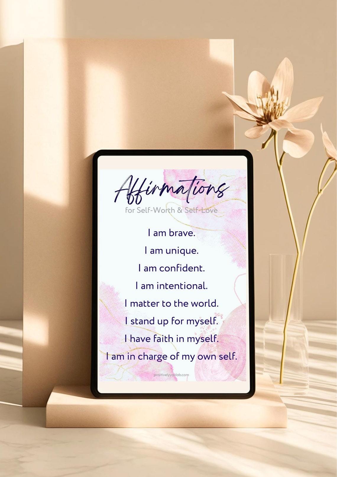 Affirmations for Self Care & Self Worth 601 - Floral Pastel Beautiful ...
