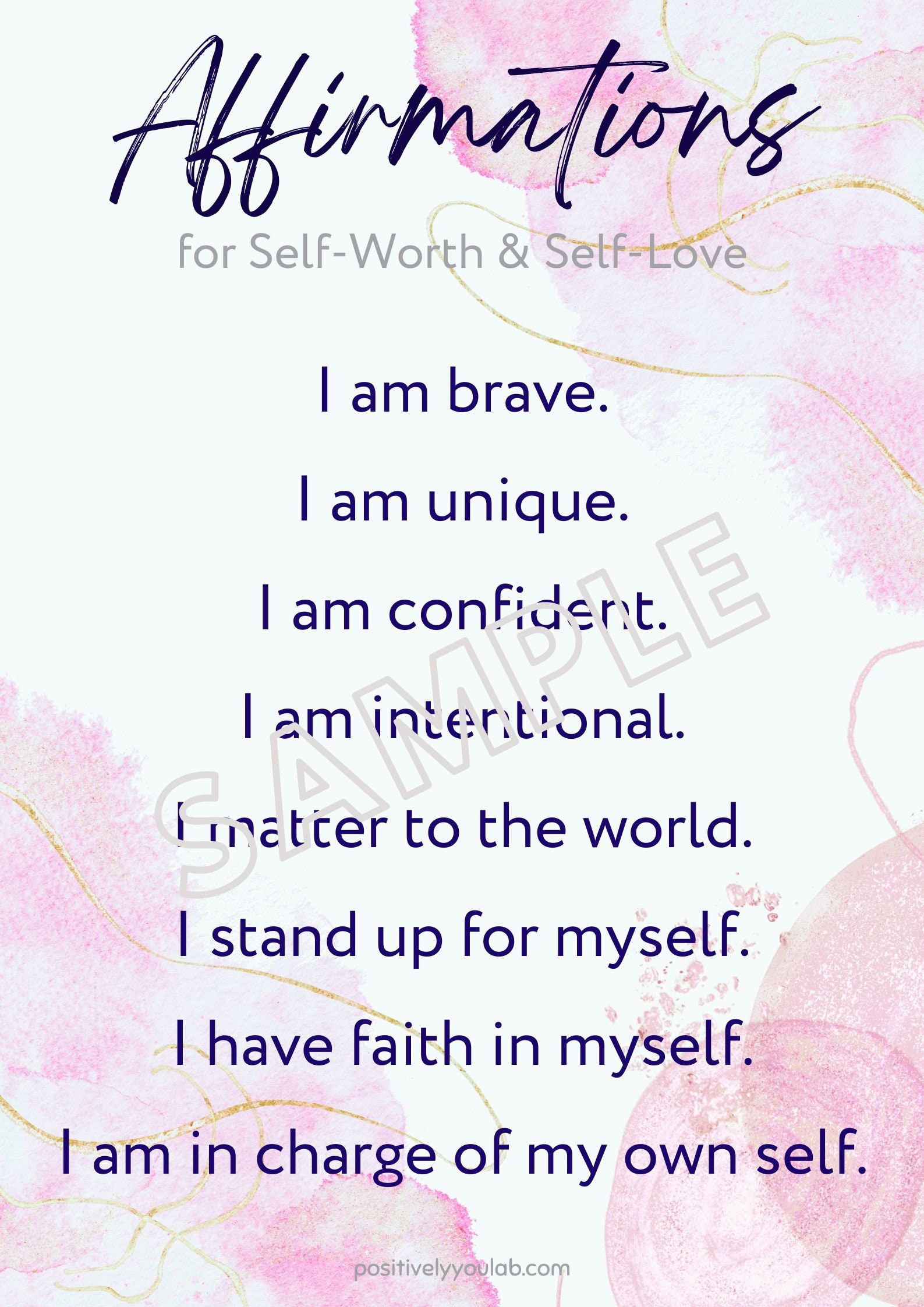 Affirmations for Self Care & Self Worth 601 - Floral Pastel Beautiful ...