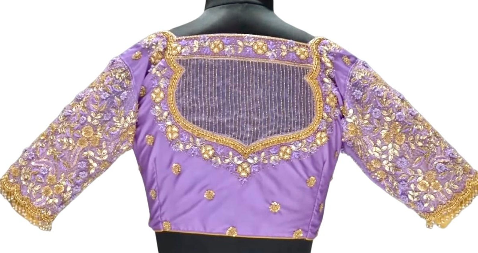 Organza Lilac Bridal Blouse| Made to Order| Maggam Aari Work Blouse | Princesscut Padded ...