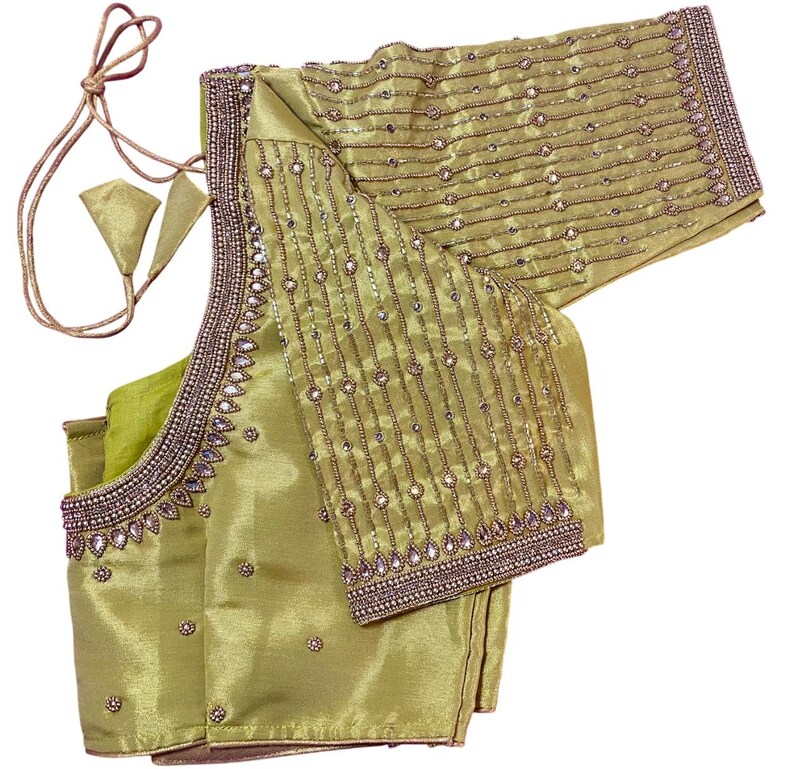 Gold Maggam Blouseaari Work Blouse readymadeprincesscut Nonpadded Fits ...