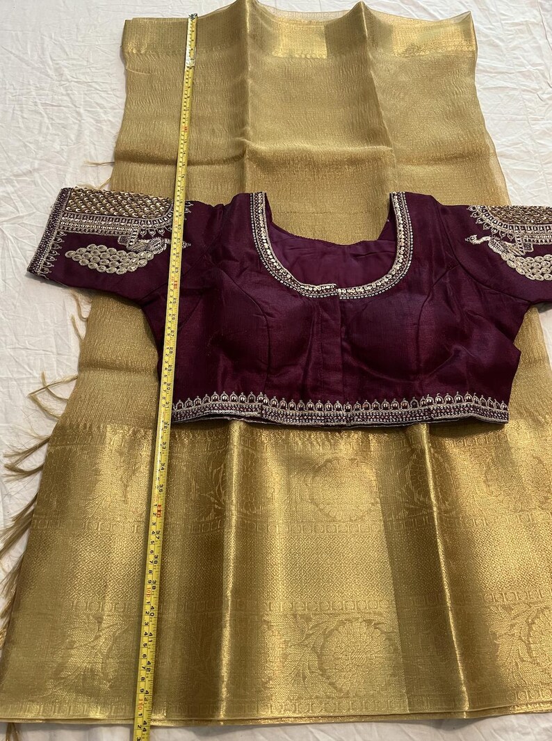 Pattu Style Gold Tissue Crush Saree | Saree With Stitched Blouse and ...