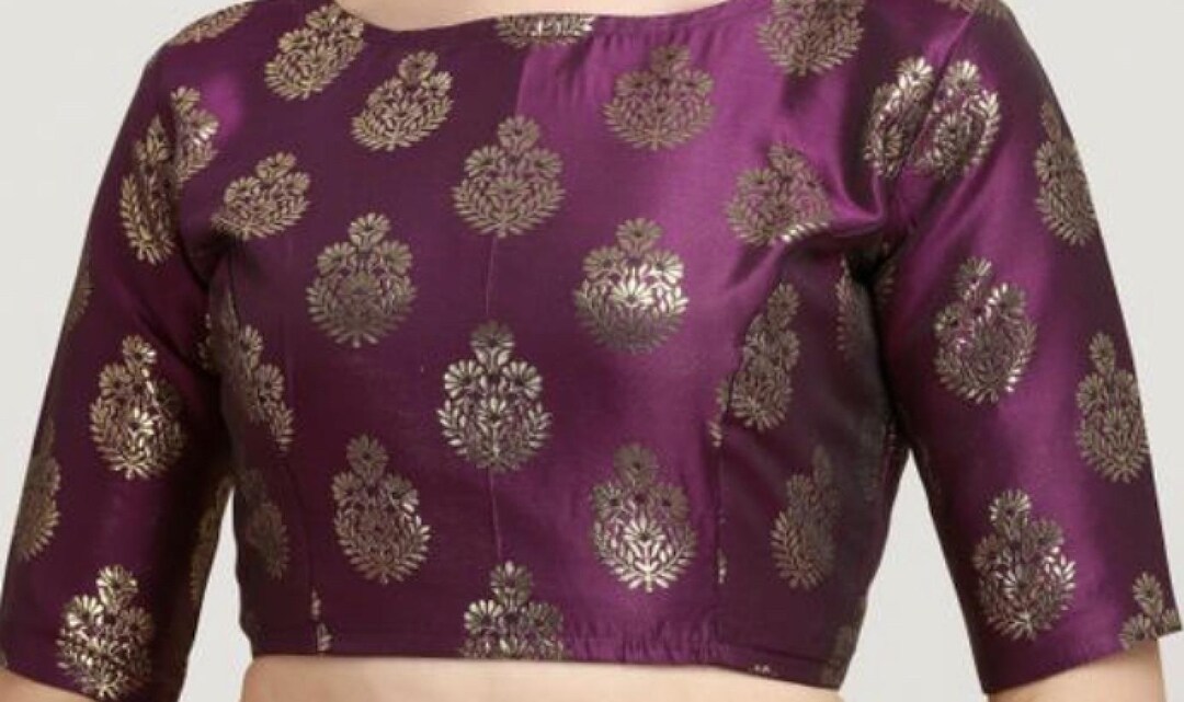 Brocade Blouse|boat Neck Blouse Back Button |artsilk Saree Mix and ...