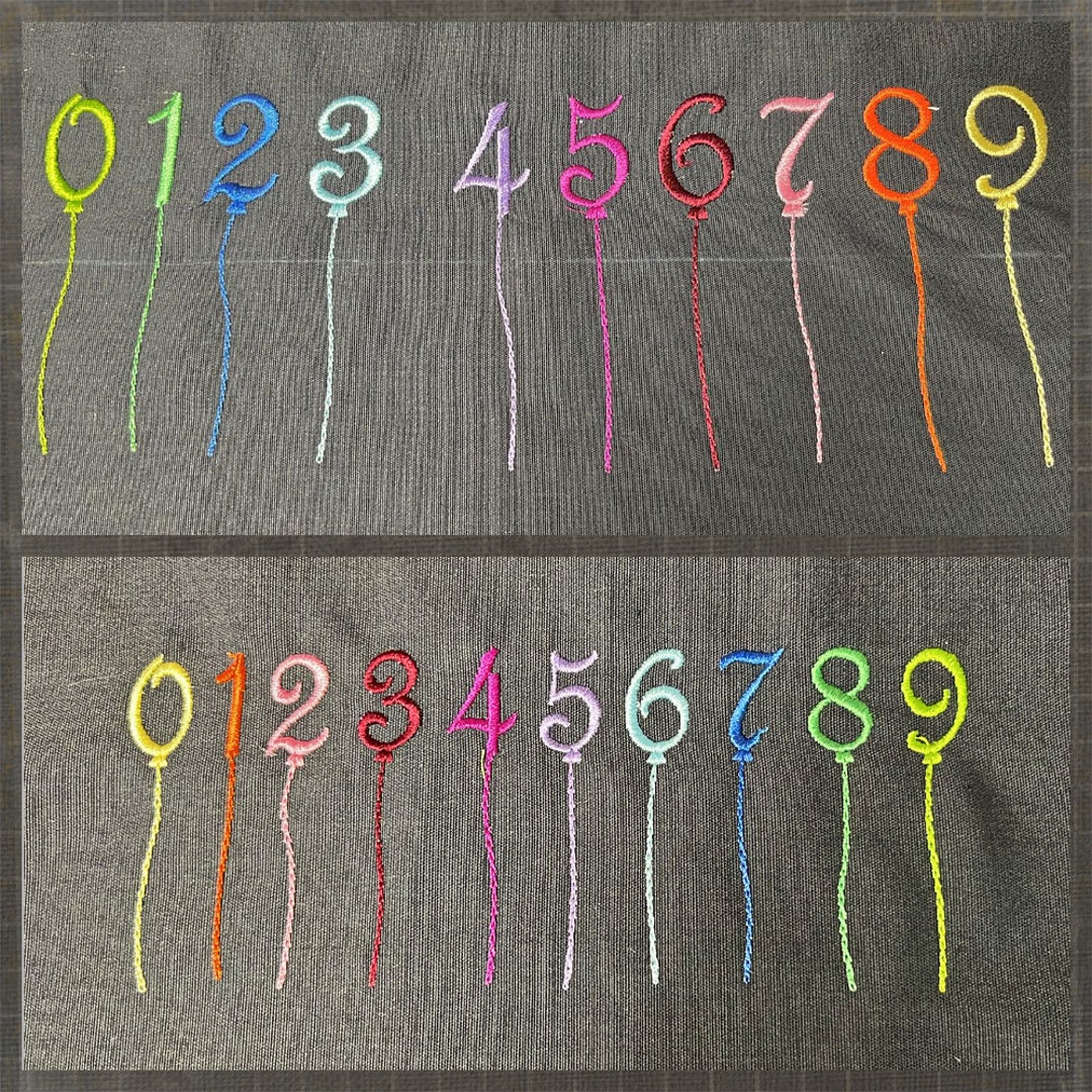 Embroidery File Balloon Numbers Numbers as Balloons Satin Embroidery 20 ...